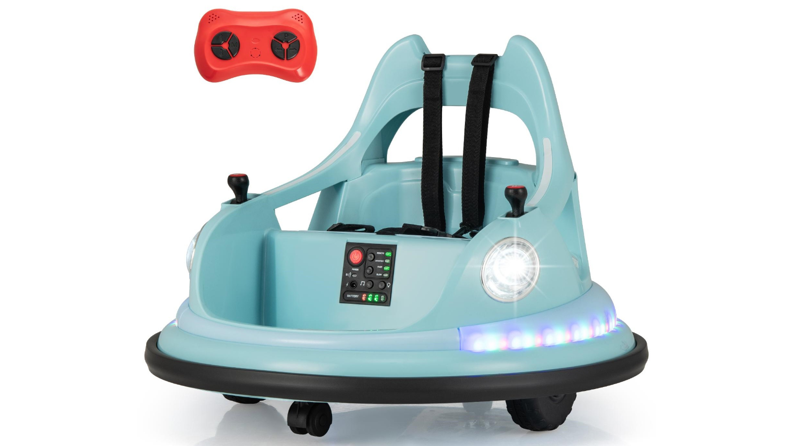 Costway Remote Control 12V Electric Bumper Ride-On Car with Light and ...
