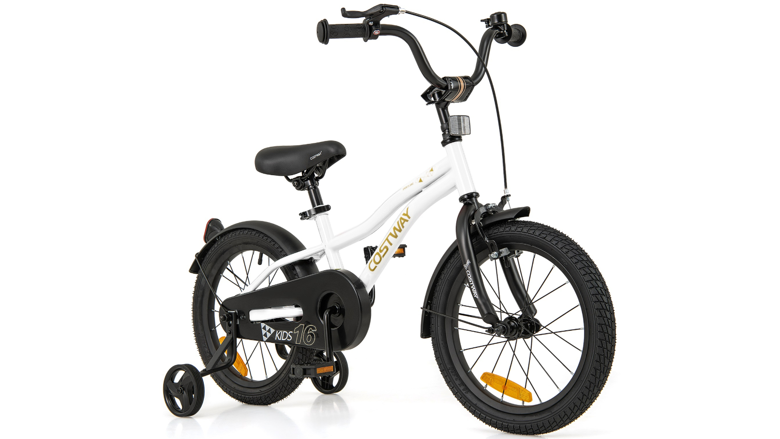 Costway Boys and Girls White Bike with Training Wheel - 40cm | Harvey ...