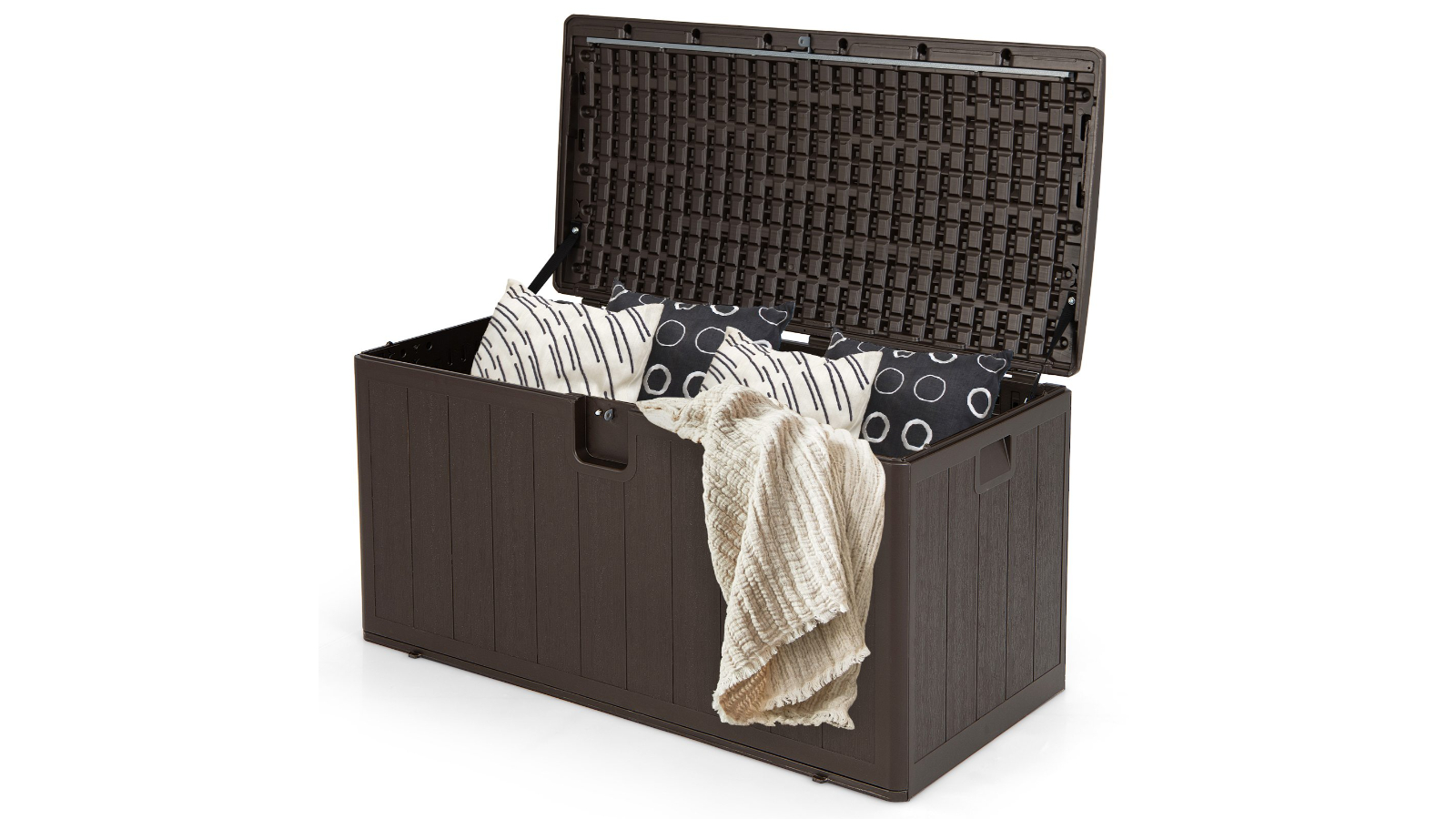 Costway Brown Weather Resistant Deck Box Outdoor Storage - 400L ...