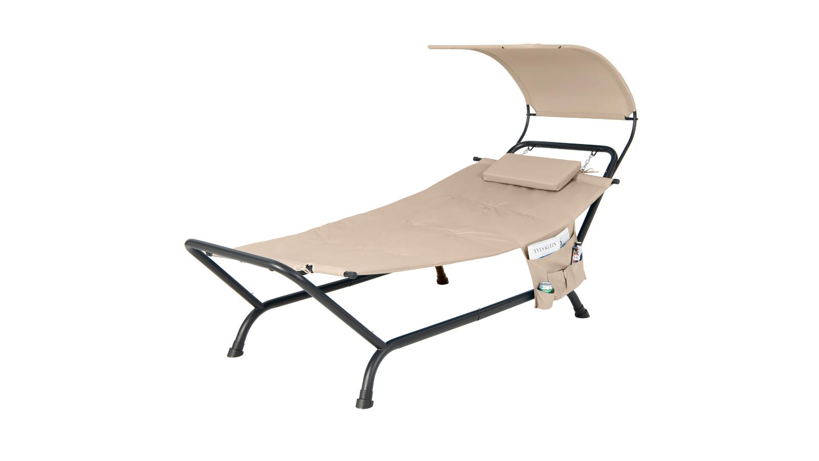 Costway Outdoor Hanging Hammock Lounge Chair Stand with Canopy Cushion ...