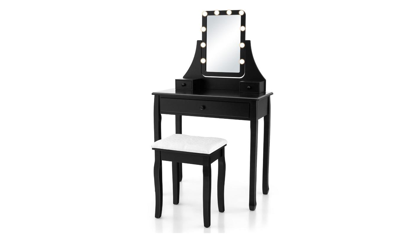 Costway Dressing Table Set with LED Mirror - Black | Harvey Norman