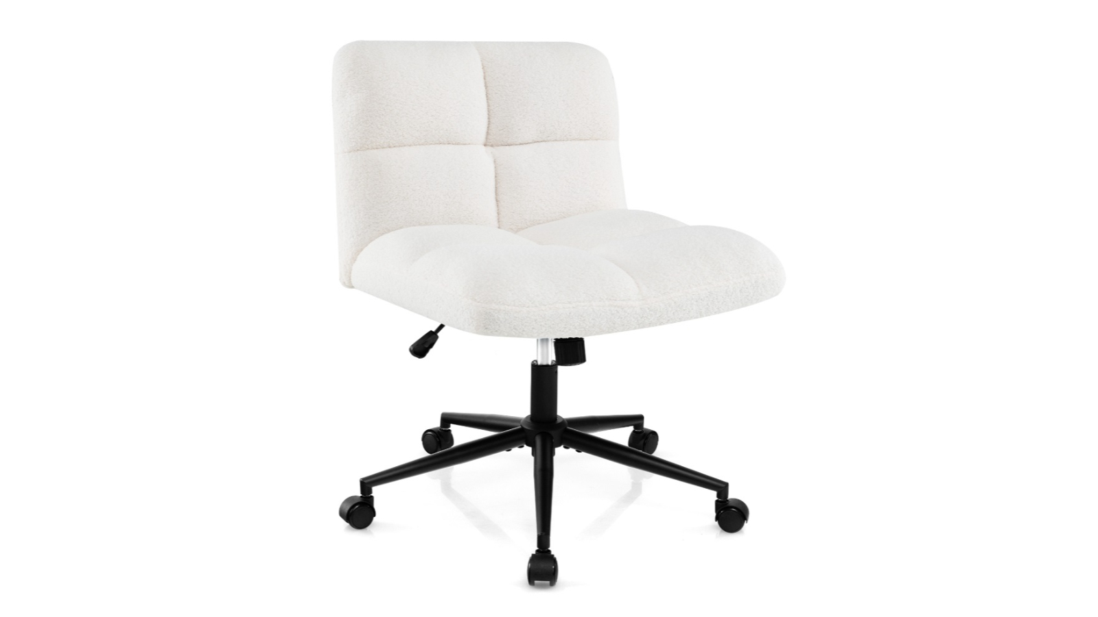 Costway Modern Armless Imitation Lamb Fleece Office Chair with Wheels ...