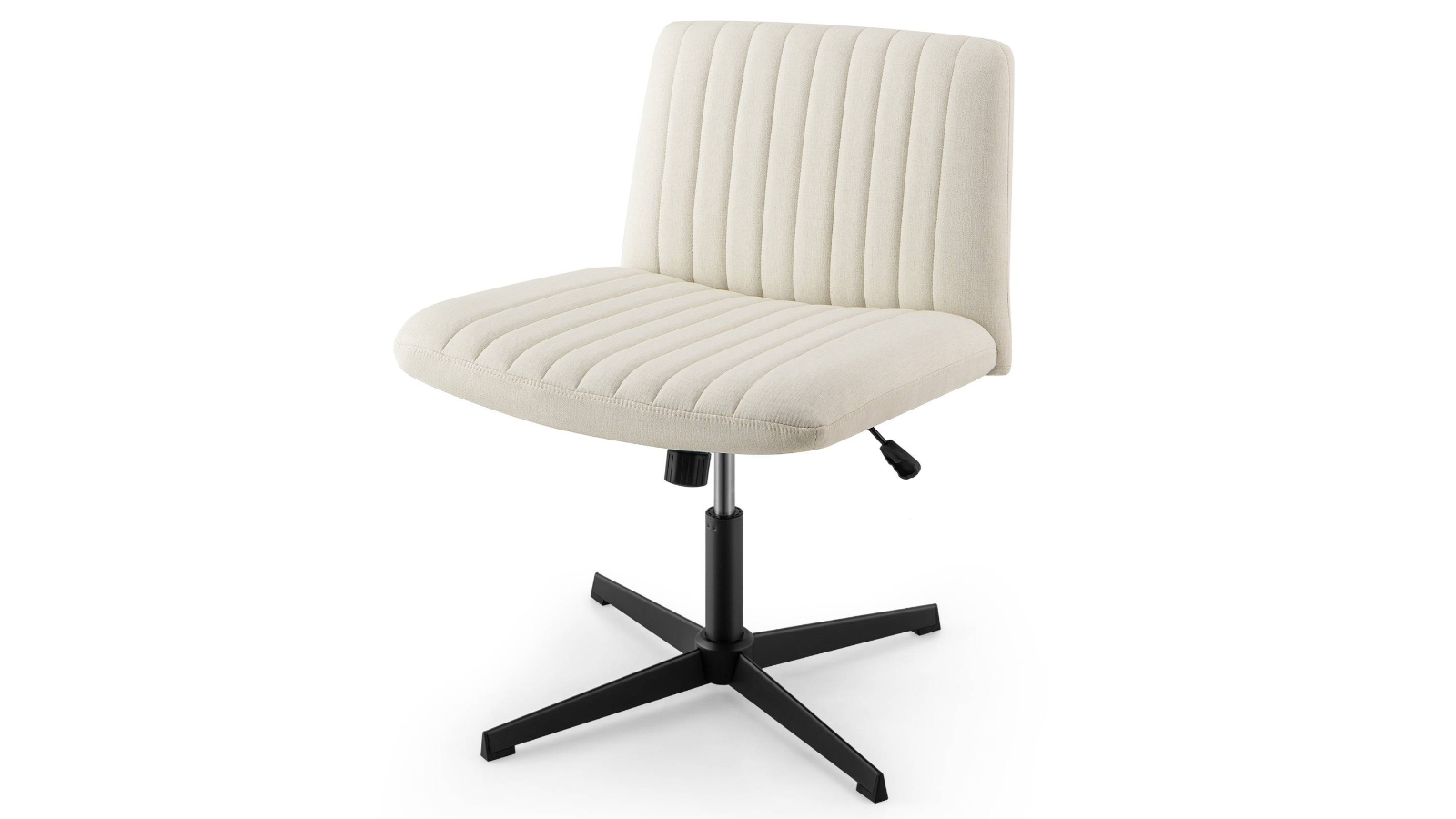 Costway Reclining Swivel Office Chair with Linen Vertical Strip - White ...