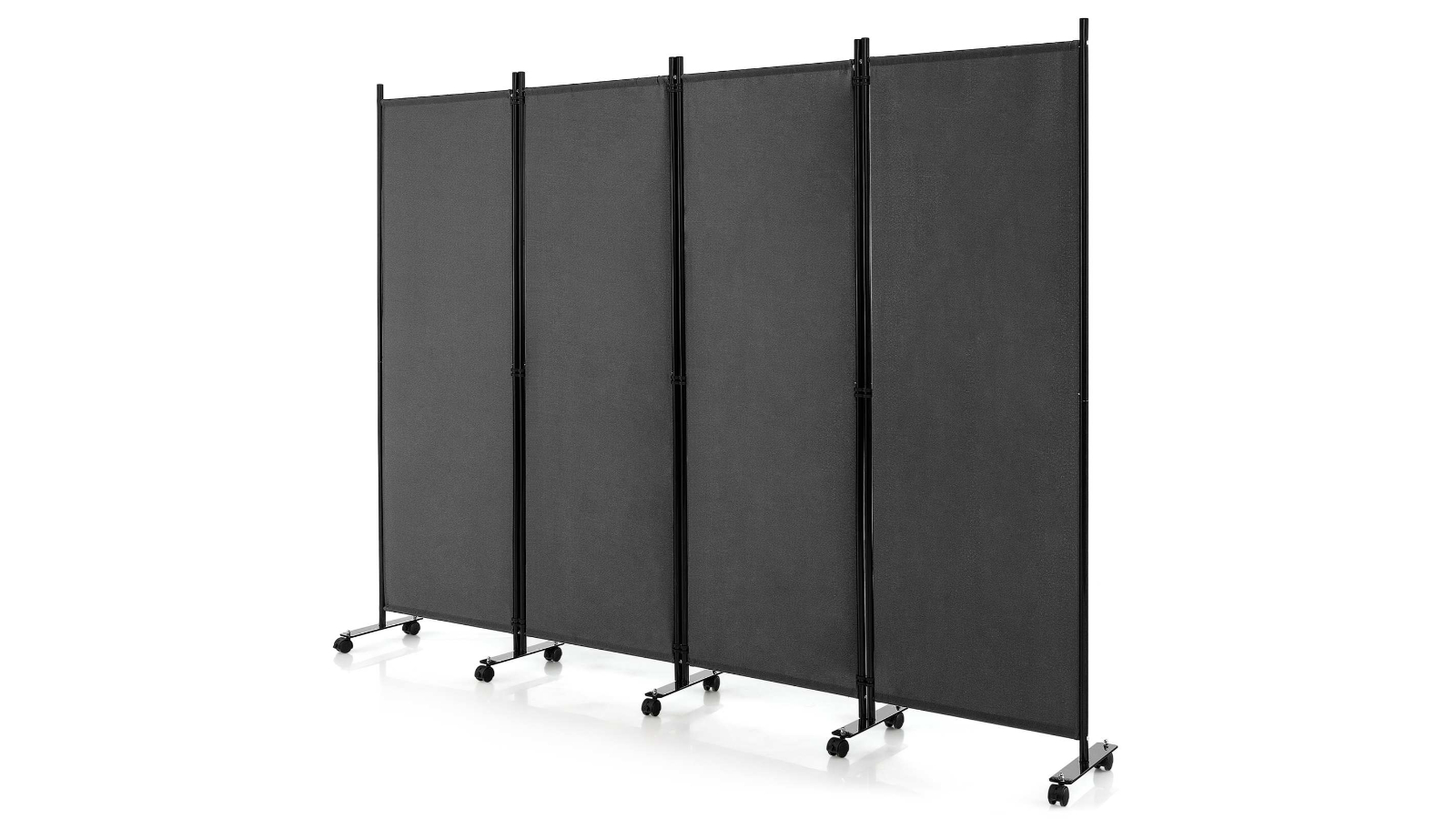 Costway 4-Panel Folding Privacy Screen with Lockable Wheels - Grey ...