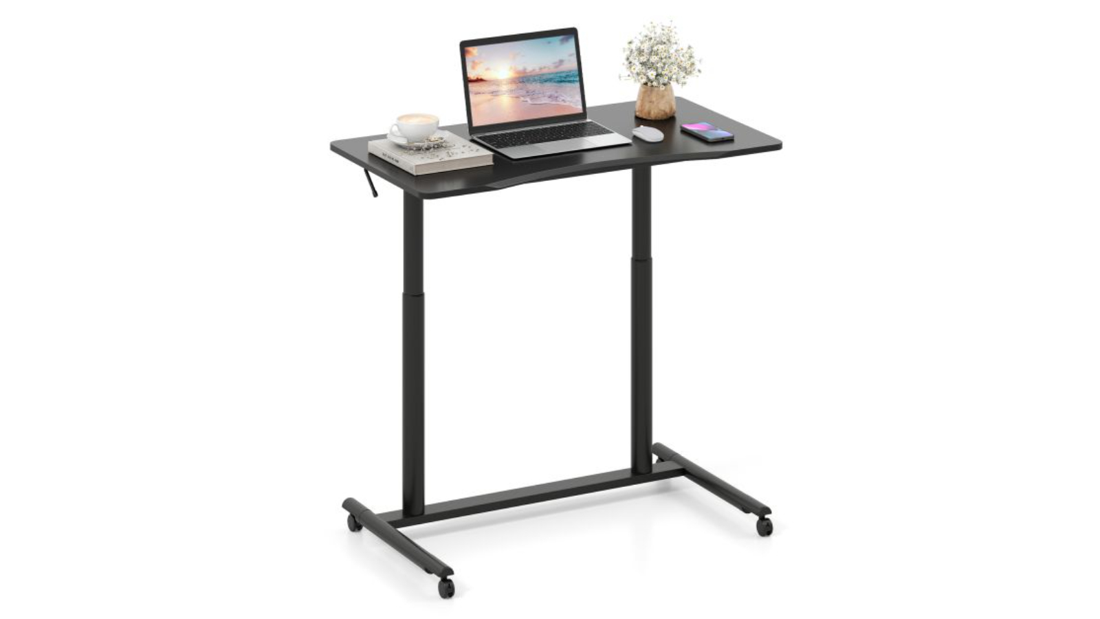 Costway Mobile C-Shaped Standing Desk with Adjustable Height - Black ...
