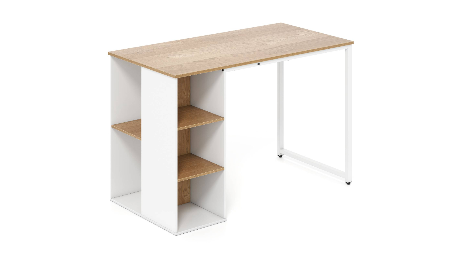 Costway 115cm Metal Frame Modern Office Desk with 5 Storage Shelf ...