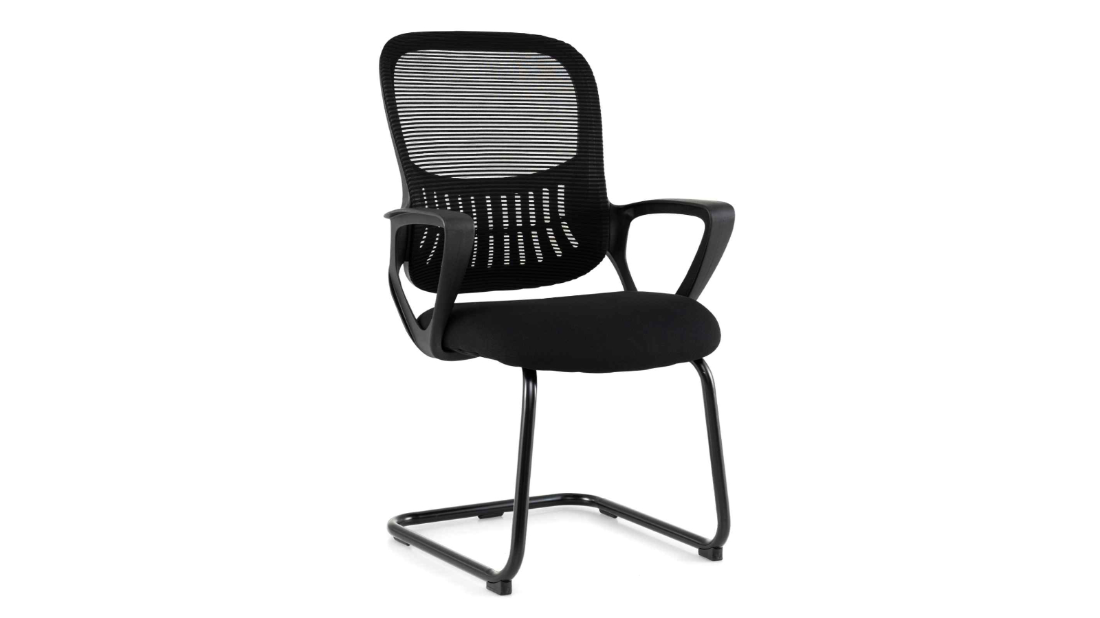Costway Mesh Sled Base Guest Chair with Storage - Black | Harvey Norman