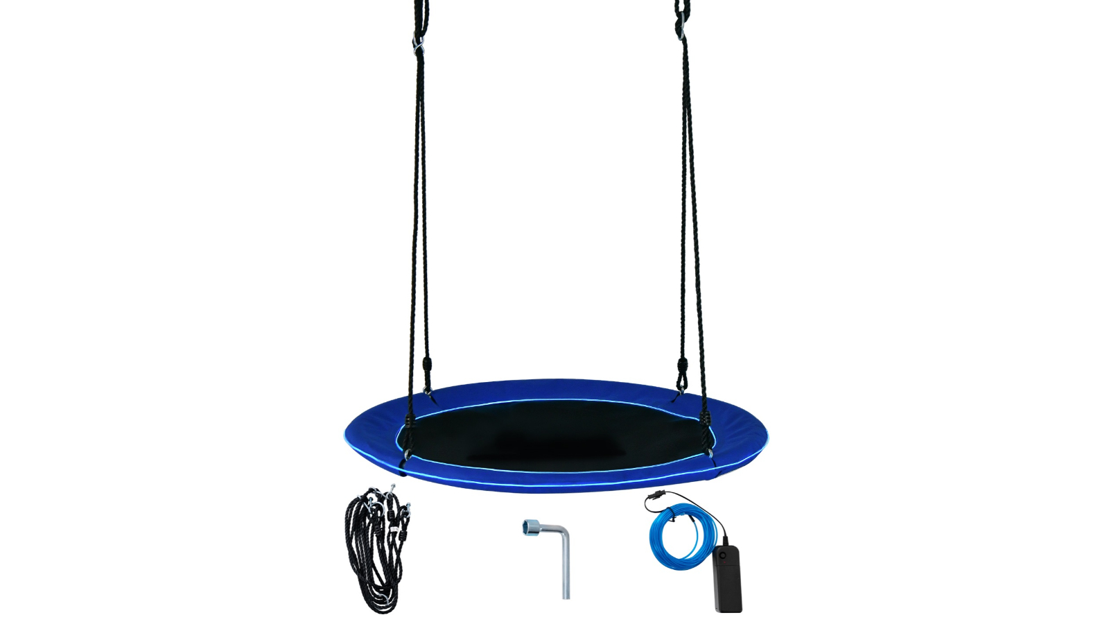 Costway 100cm Flying Saucer Tree Swing with LED Light - Blue | Harvey ...