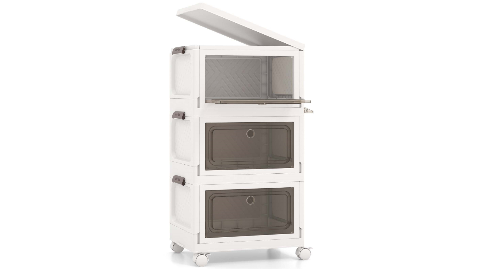 Costway Pack of 3 75 Litre Stackable Storage Box with Lid - White ...
