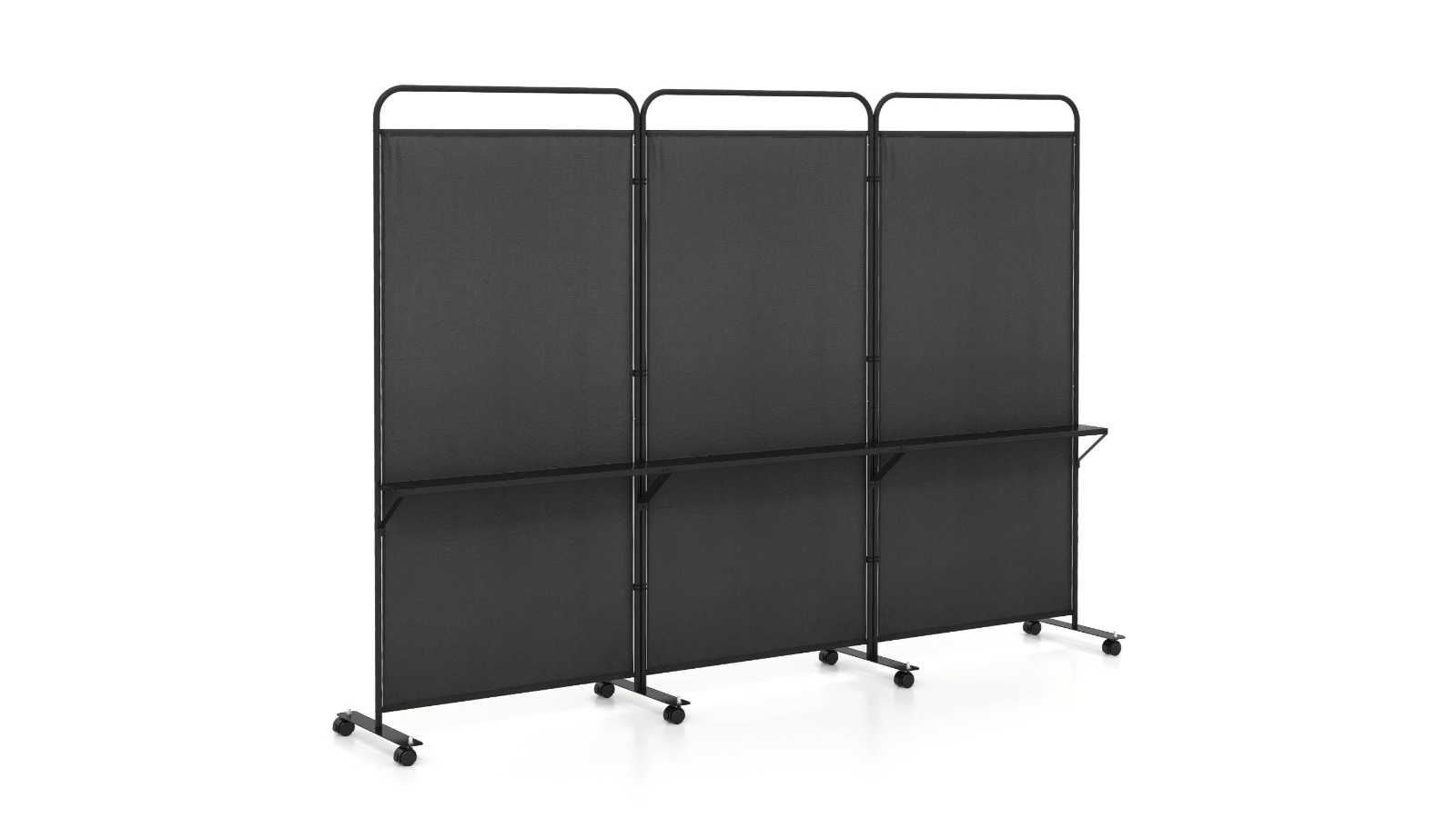 Costway 3-Panel Rolling Portable Privacy Screen Wall Seperator with ...