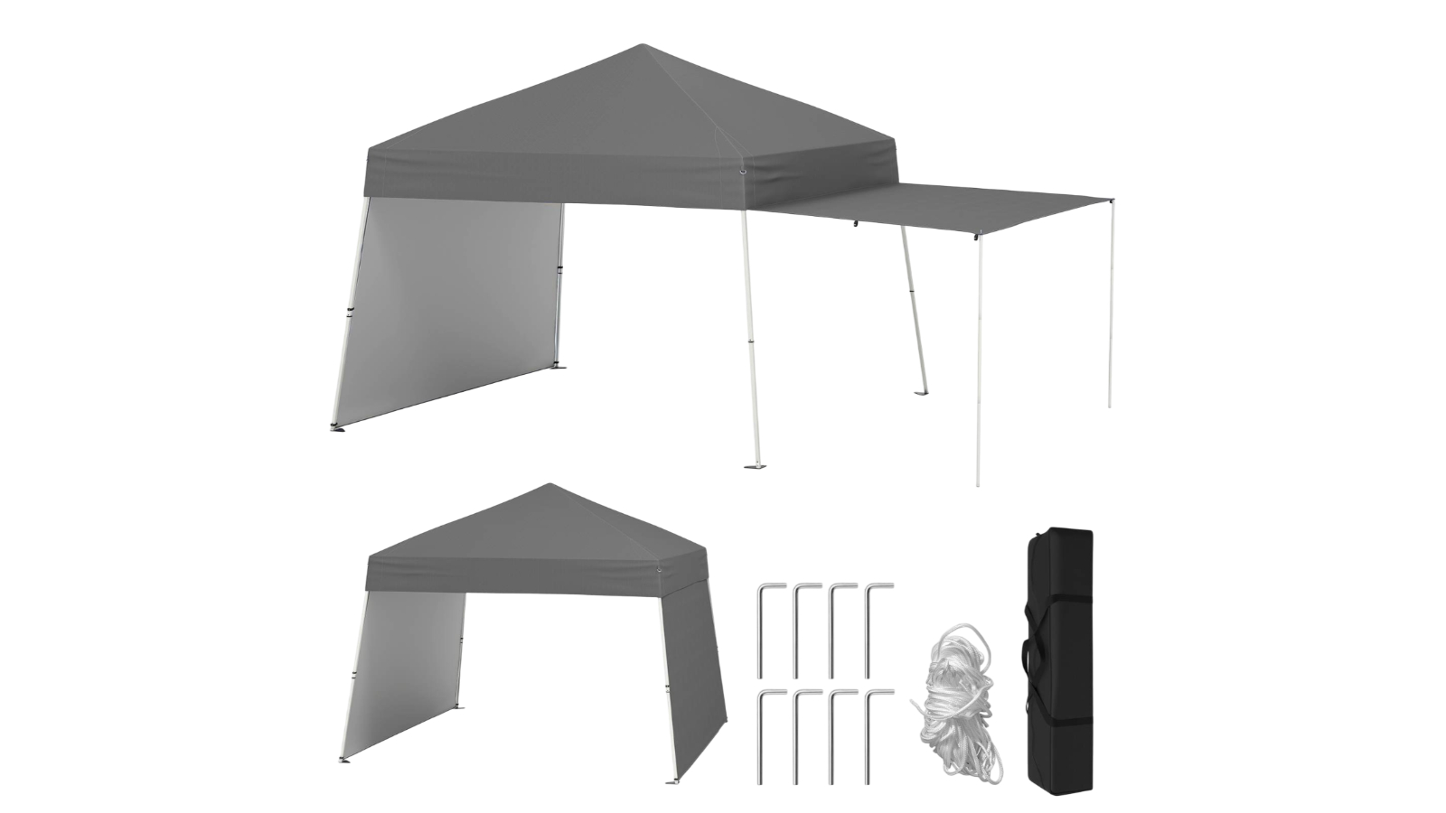 Costway Grey Pop-Up Canopy Tent with 2 Convertible Sidewall | Harvey Norman