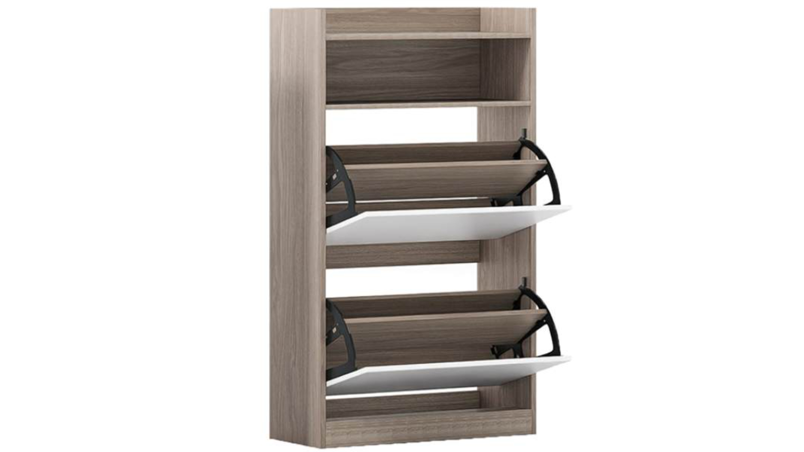 Costway 2 Flip Hidden Freestanding Wooden Shoe Rack - Grey | Harvey Norman