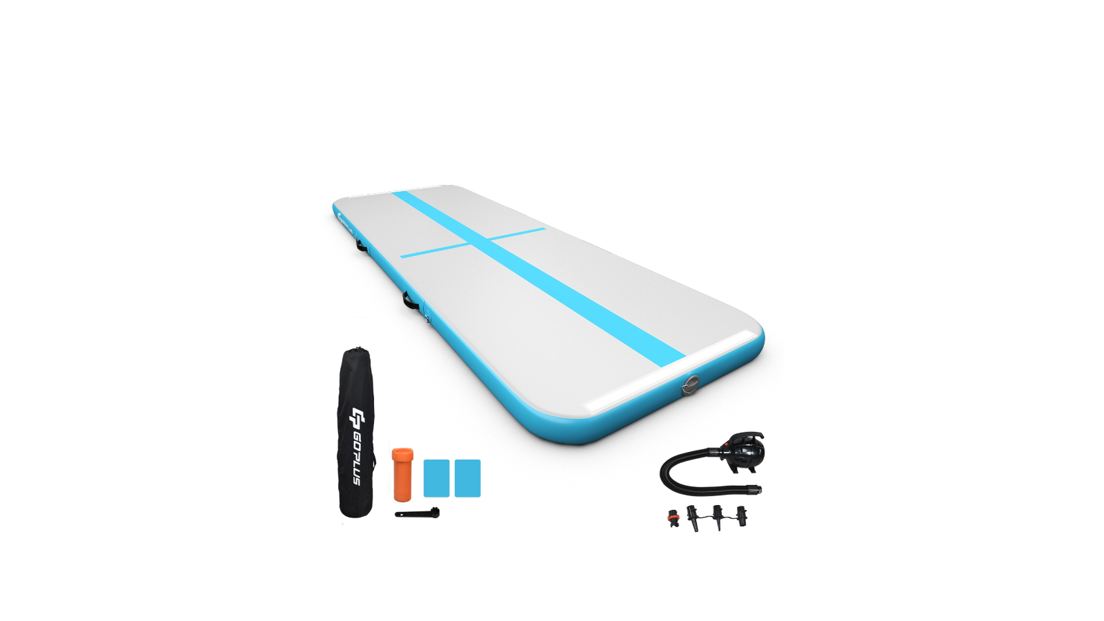 Costway Inflatable 4.5m Air Track Gymnastics Mat with Pump - Blue ...