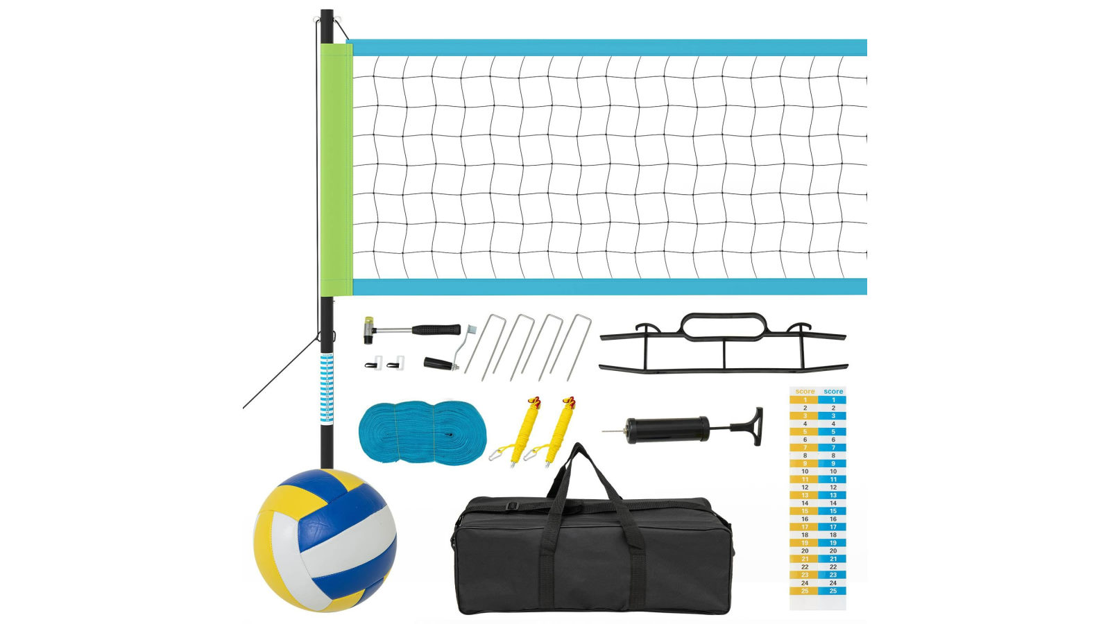 Costway Portable Volleyball Net Set with Ball Boundary Line Height ...