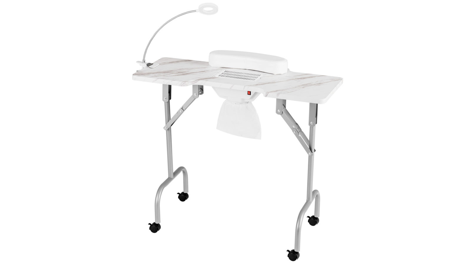 Costway Folding Manicure Nail Table Portable Nail Tech Desk with LED ...