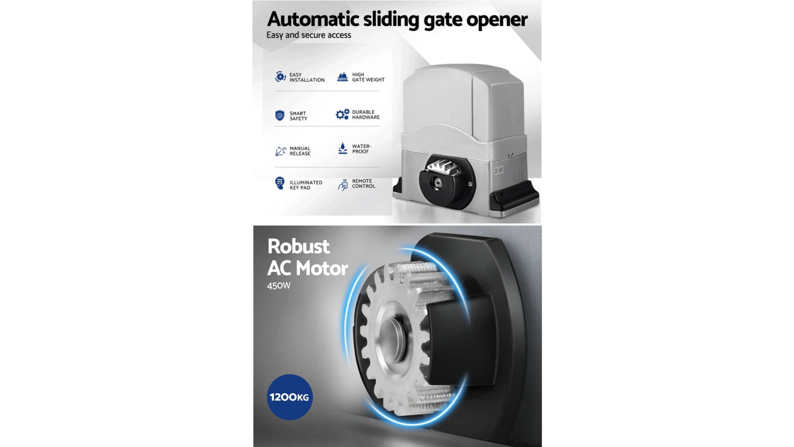 LockMaster 1000kg Electric Sliding Gate Opener Automatic Motor Remote ...