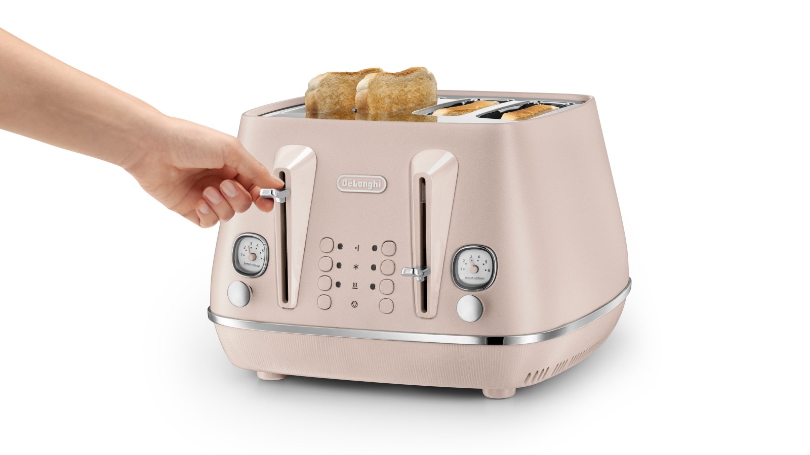 DeLonghi Distinta Perla 4-Slice Toaster - Rose | Harvey Norman
