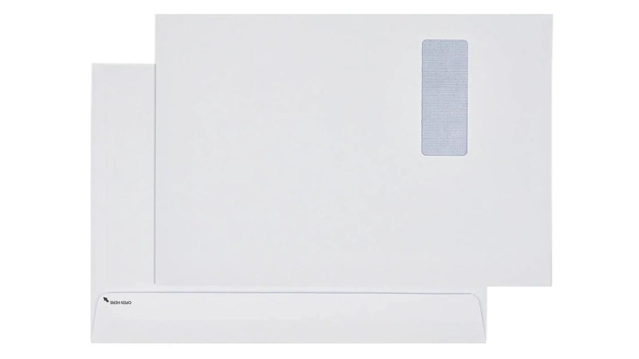 Cumberland Box of 250 100GSM C4 Envelopes Window Face - White | Harvey ...