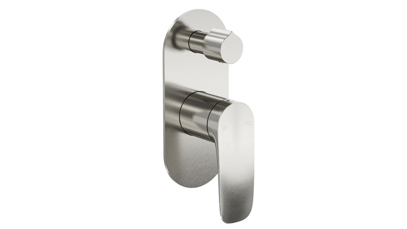 Linsol Curva One Plate Divertor Mixer - Brushed Nickel | Harvey Norman