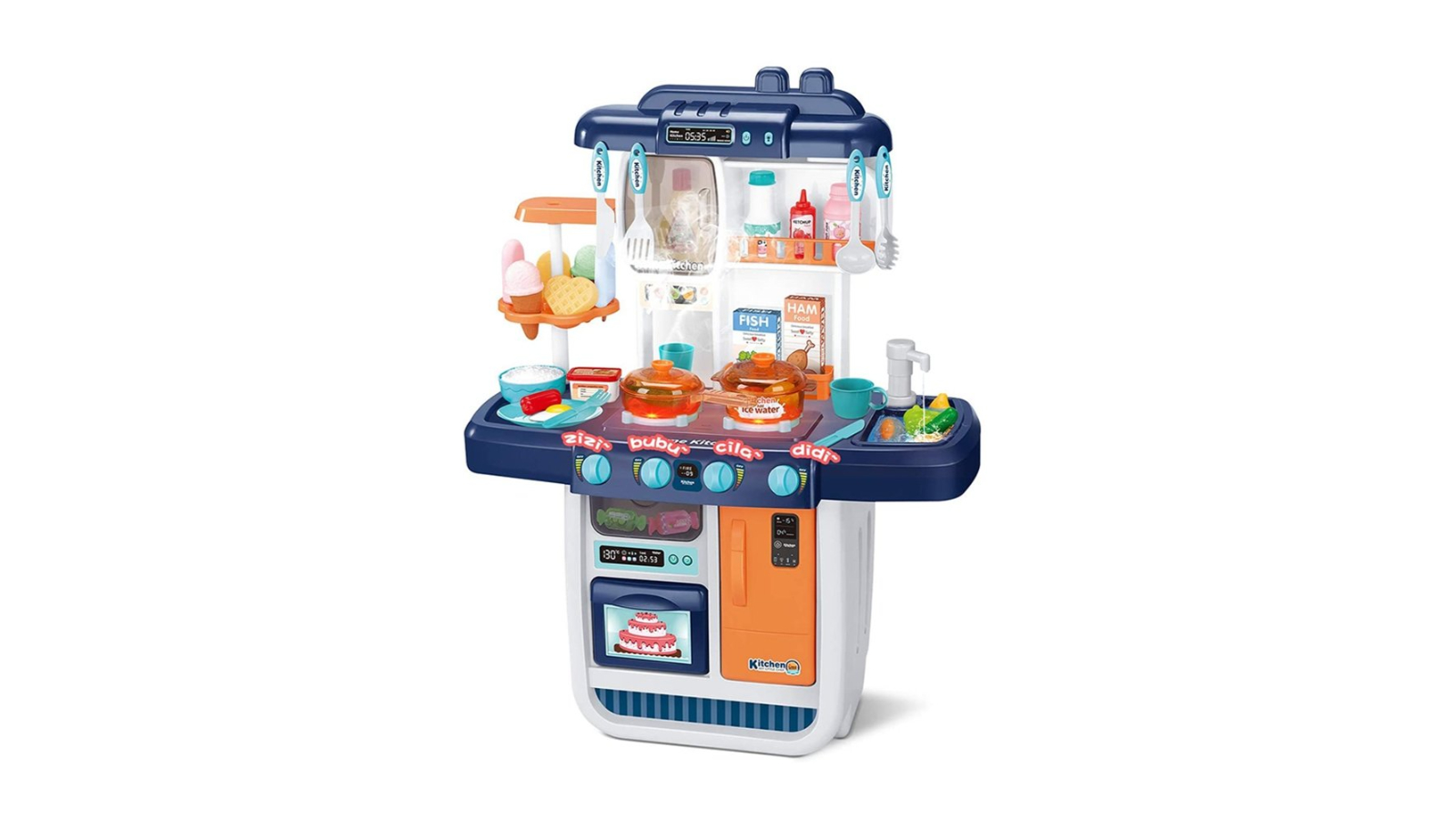 Cute Stone Little Kitchen Playset Sink Dessert Shelf Toy Running Water ...