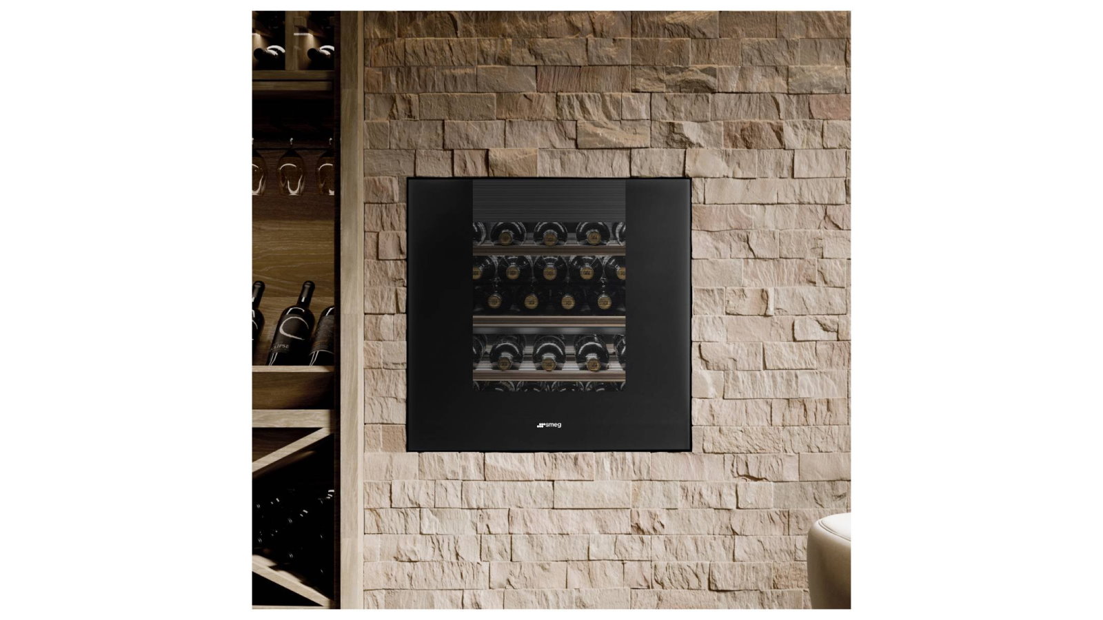 Smeg Linea 600mm Wine Cellar - Midnight Black | Harvey Norman