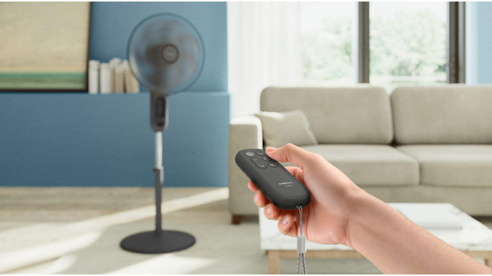 Philips 1000 Series Pedestal Fan with Remote - Black | Harvey Norman