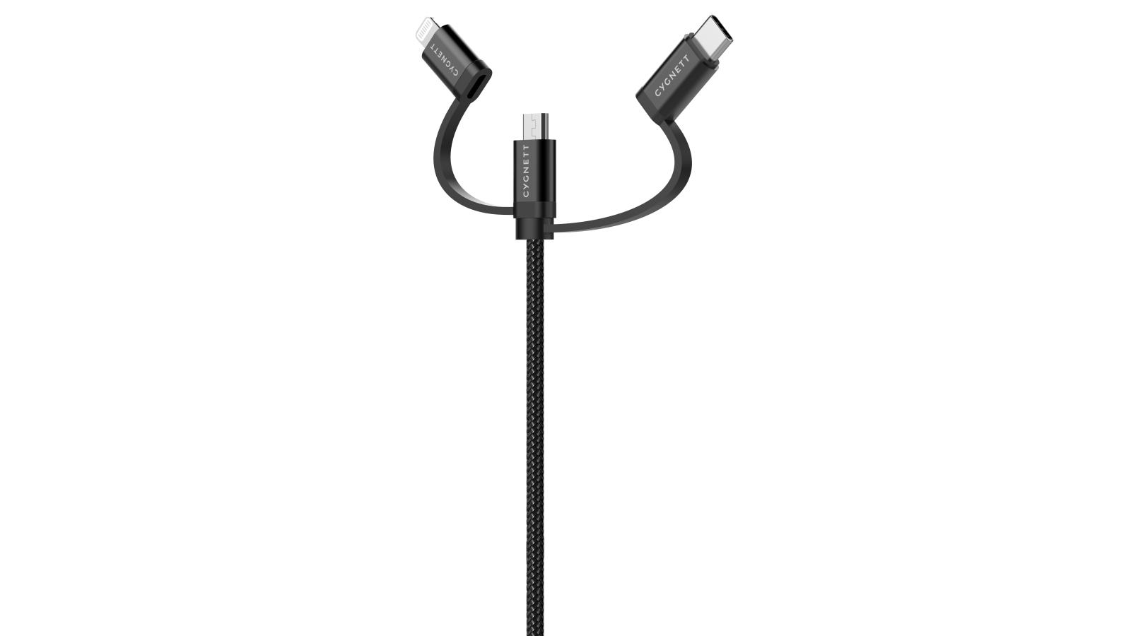 Cygnett Charge and Connect 1m 3-in-1 Cable - Black | Harvey Norman