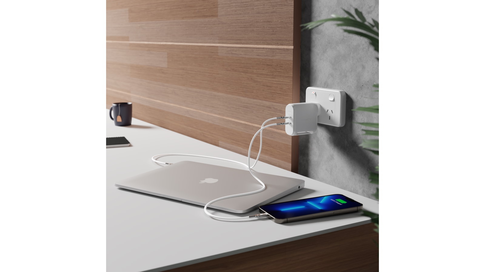Cygnett PowerMaxx 70W Dual Port GaN Wall Charger | Harvey Norman