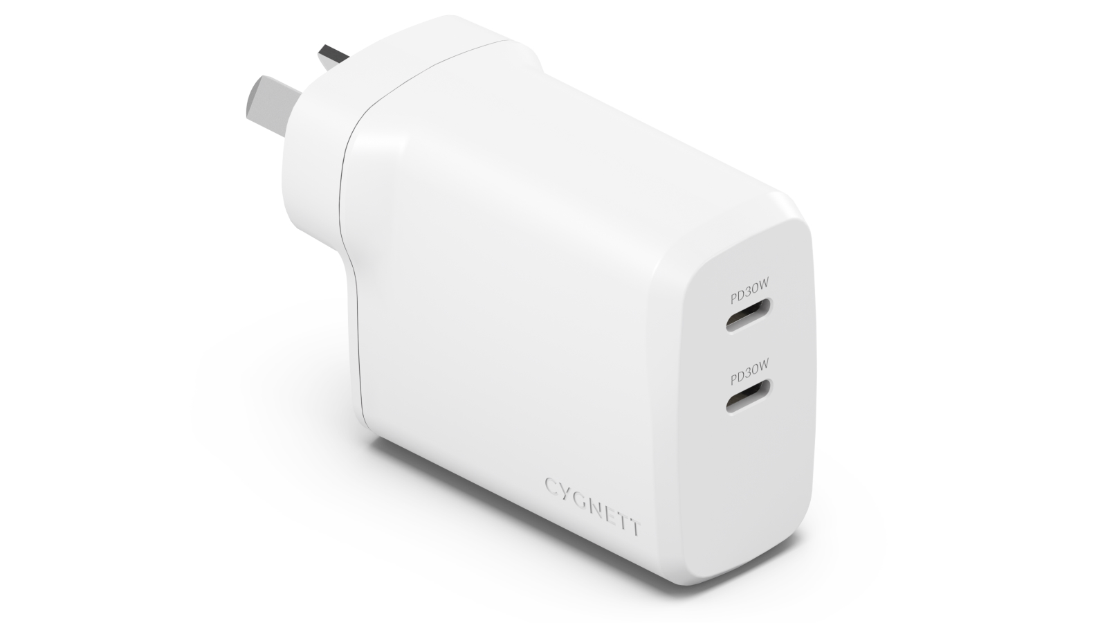 Cygnett PowerPlus 60W Dual USB-C Wall Charger - White | Harvey Norman