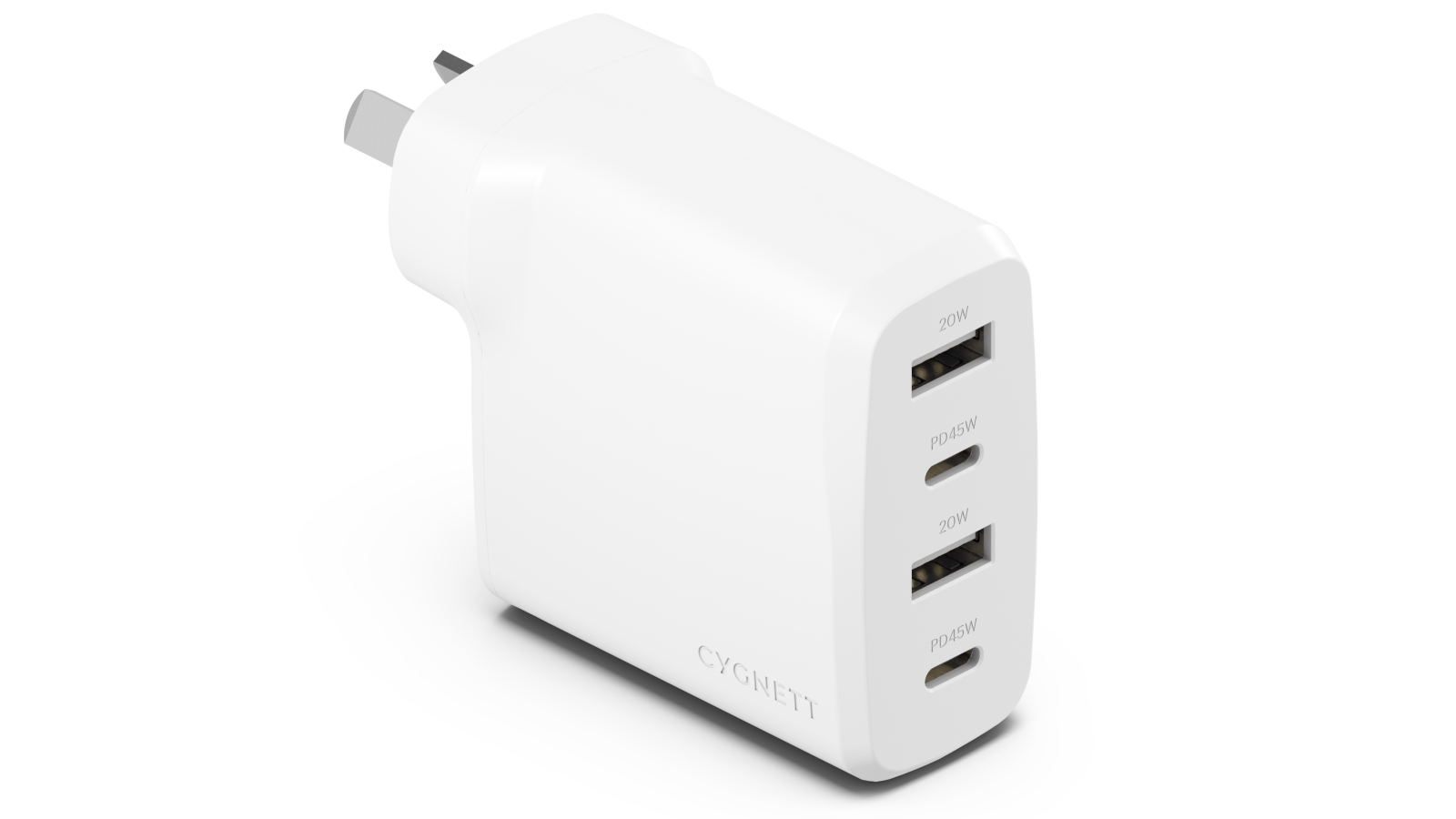 Cygnett PowerPlus 45W Multi-Port USB-C Wall Charger - White | Harvey Norman