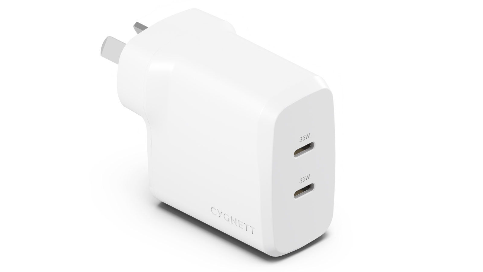 Cygnett PowerPlus 35W Dual Port USB-C Wall Charger - White | Harvey Norman