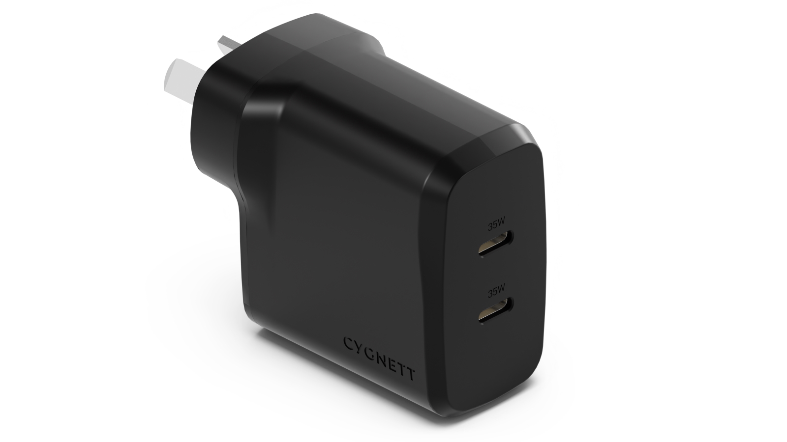 Cygnett PowerPlus 35W Dual Port USB-C Wall Charger - Black | Harvey Norman