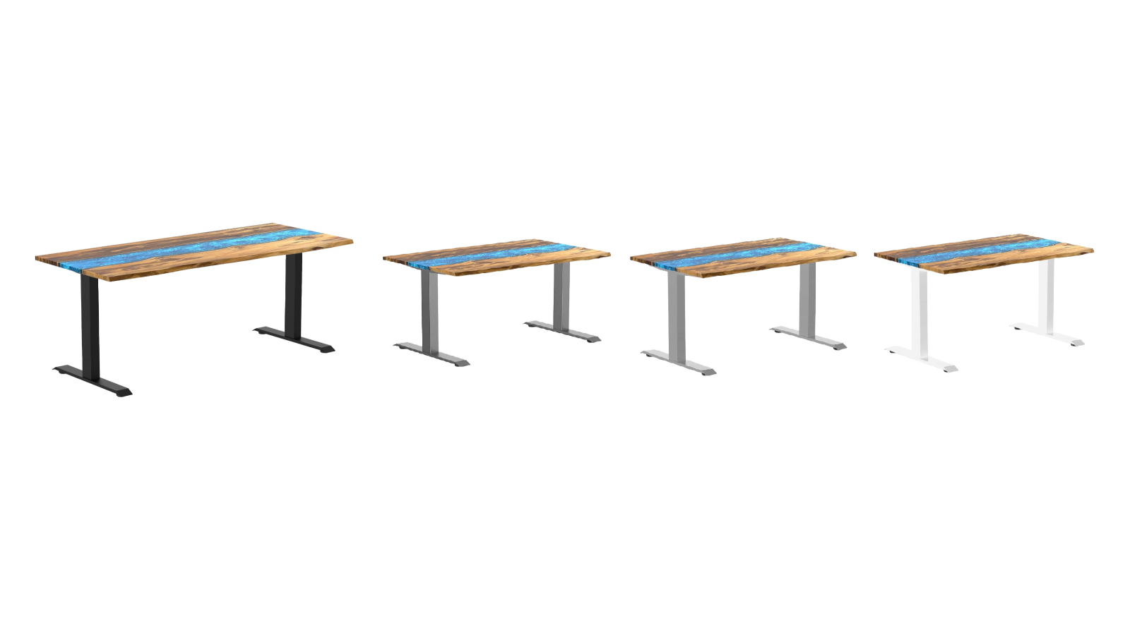 Desky Pheasantwood Teak Blue River Zero Resin Hardwood Office Desk ...