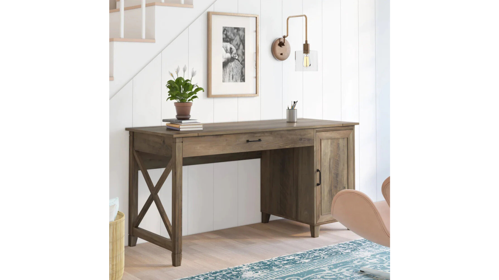 Maestro Furniture 150cm Dallas Large Wooden Office Desk - Rustic Oak ...