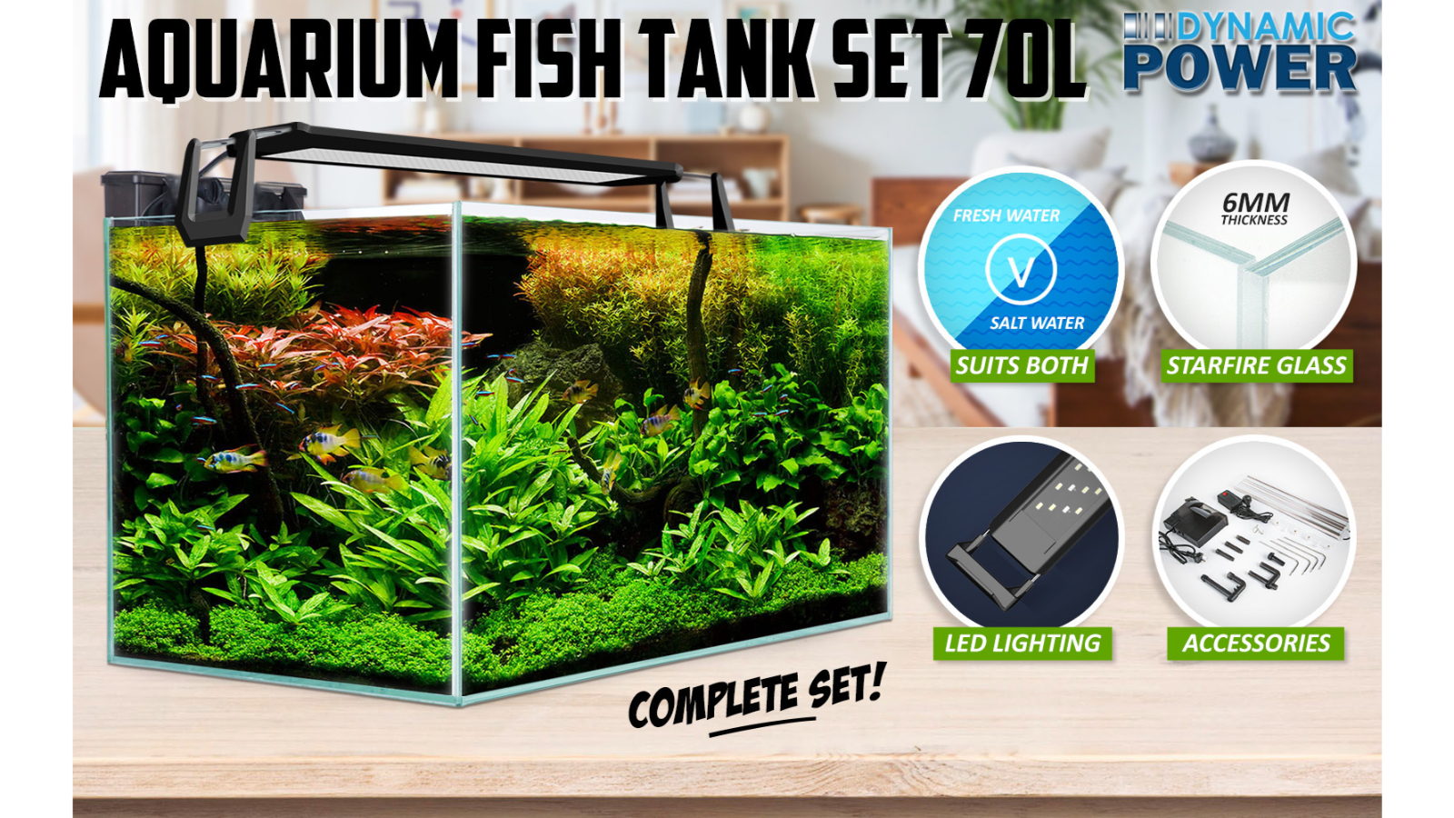 Aquarium Starfire Glass Fish Tank Set Filter Pump | Harvey Norman