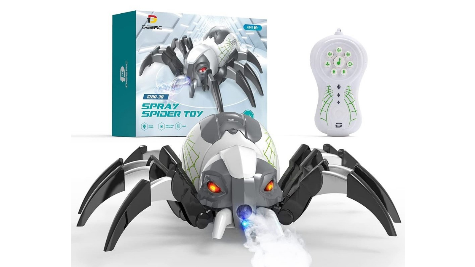 Deerc Remote Control Spider Robot with Spray and Light Toy | Harvey Norman