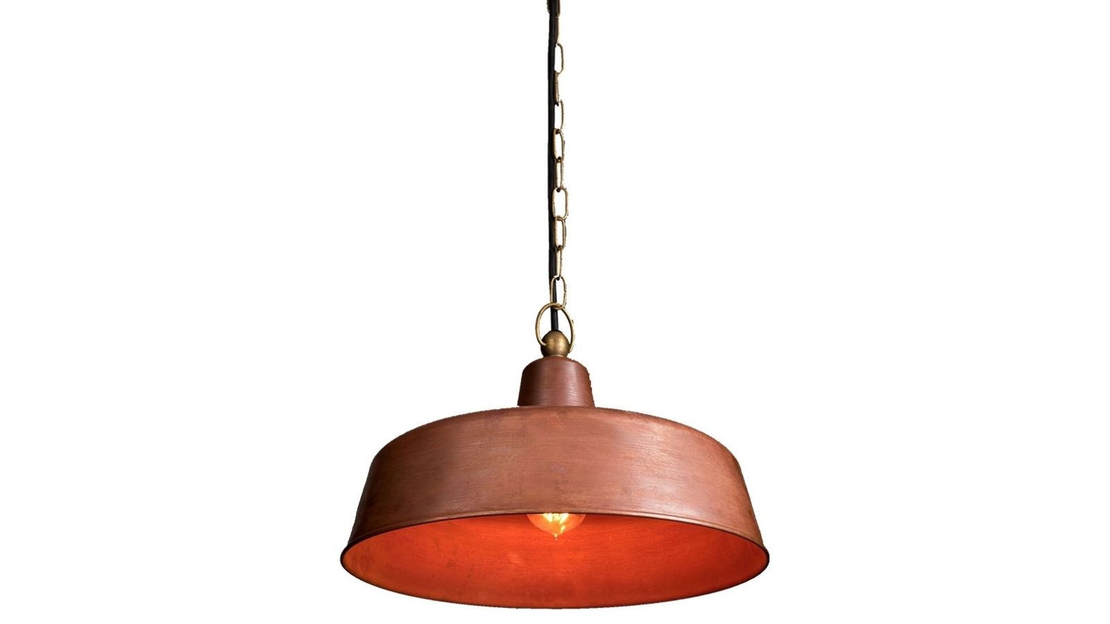 DEKSEL Interior Rustic Angled Dome Pendant Light IP23 - Aged Copper ...