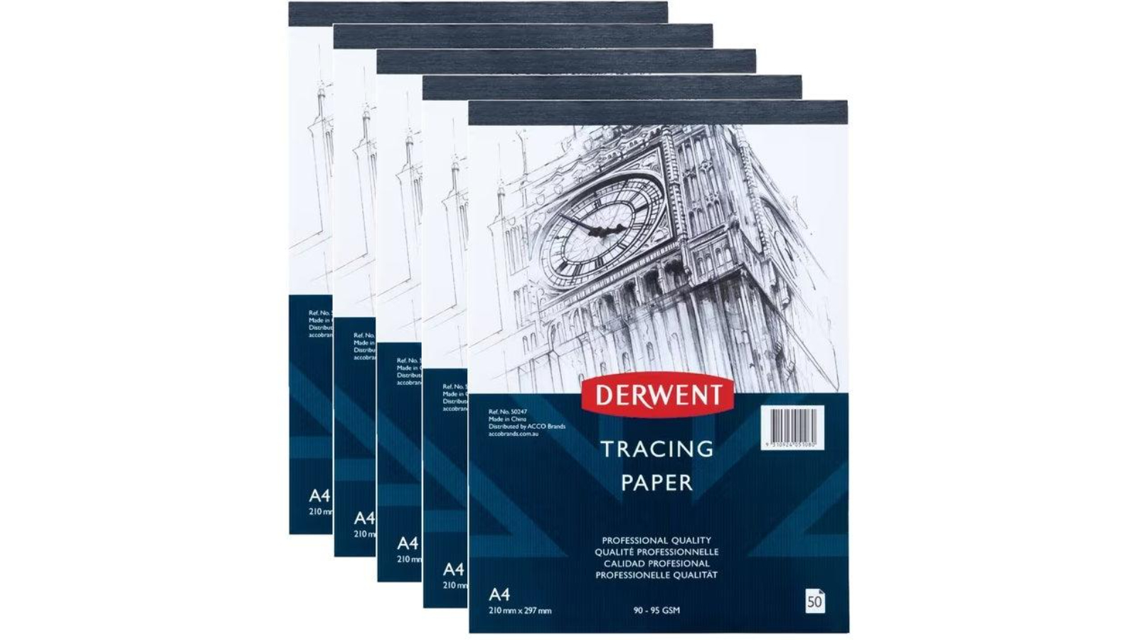 Derwent 50 Sheets A4 90gsm Tracing Paper Pad - Pack of 5 | Harvey Norman