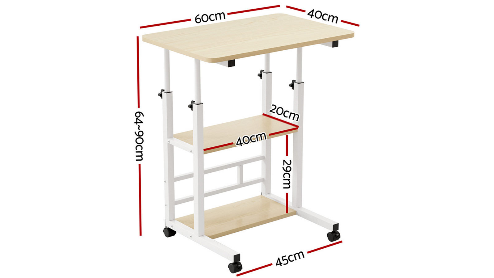 Artiss 60cm Laptop Desk Height Adjustable Mobile Workstation Computer ...