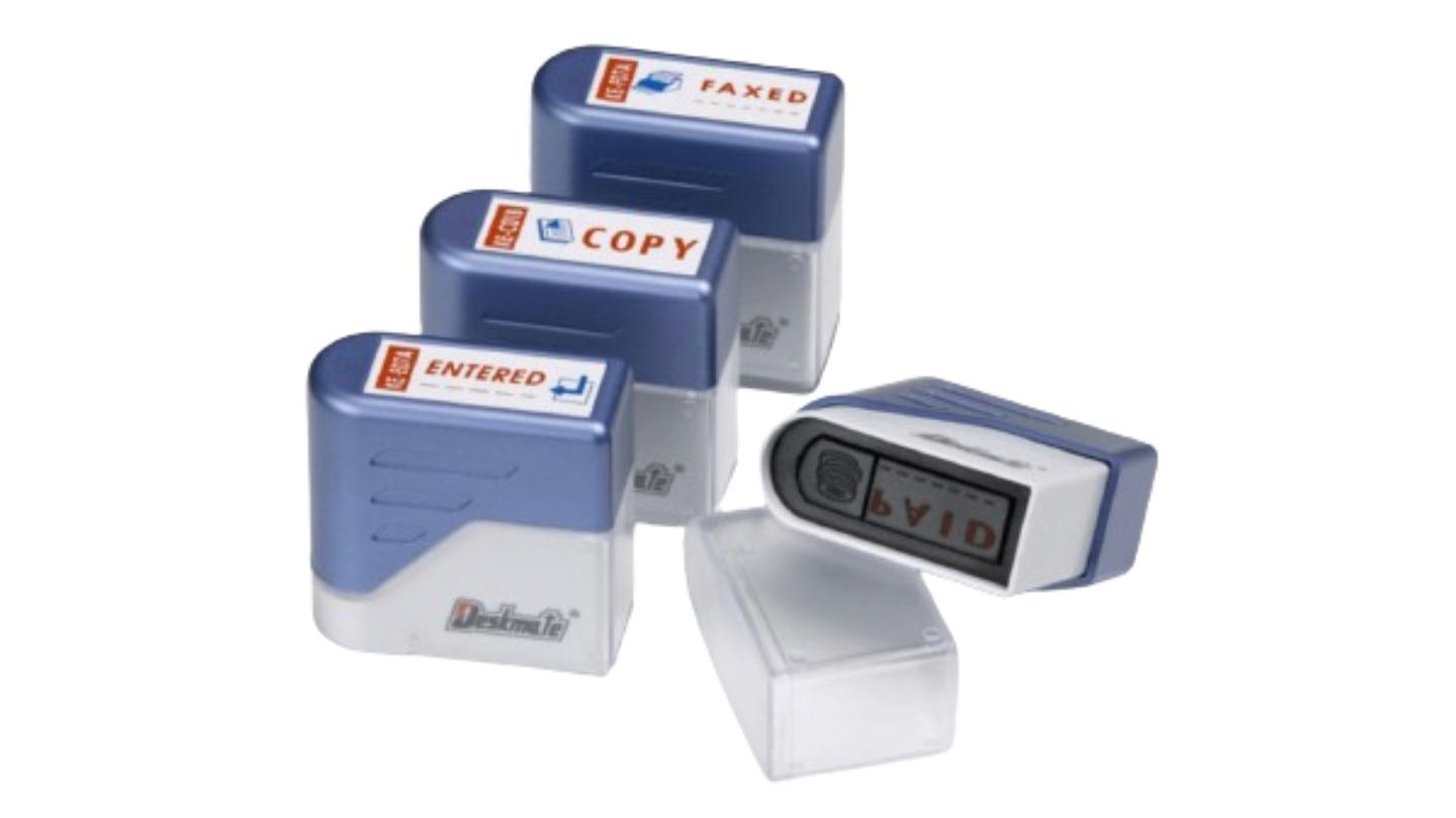 Deskmate Dual Colour Approved Pre-Inked Stamp - Blue/Red | Harvey Norman