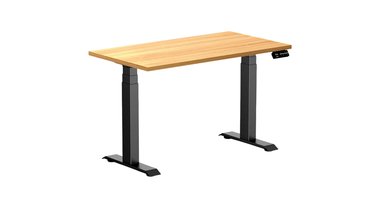 Desky Sublime Teak/Space Grey Dual Mini Sit Stand Desk - 110 x 60cm ...
