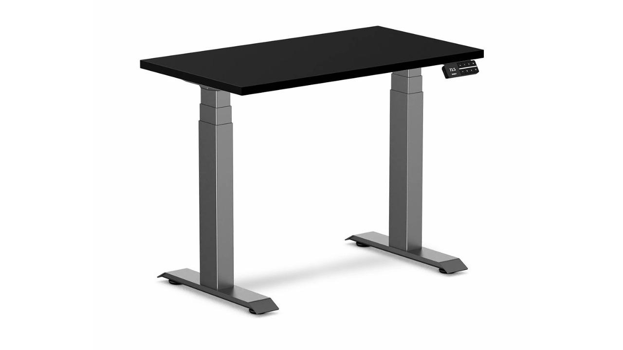 Desky Black/Space Grey Dual Mini Sit Stand Desk - 90 x 50cm | Harvey Norman