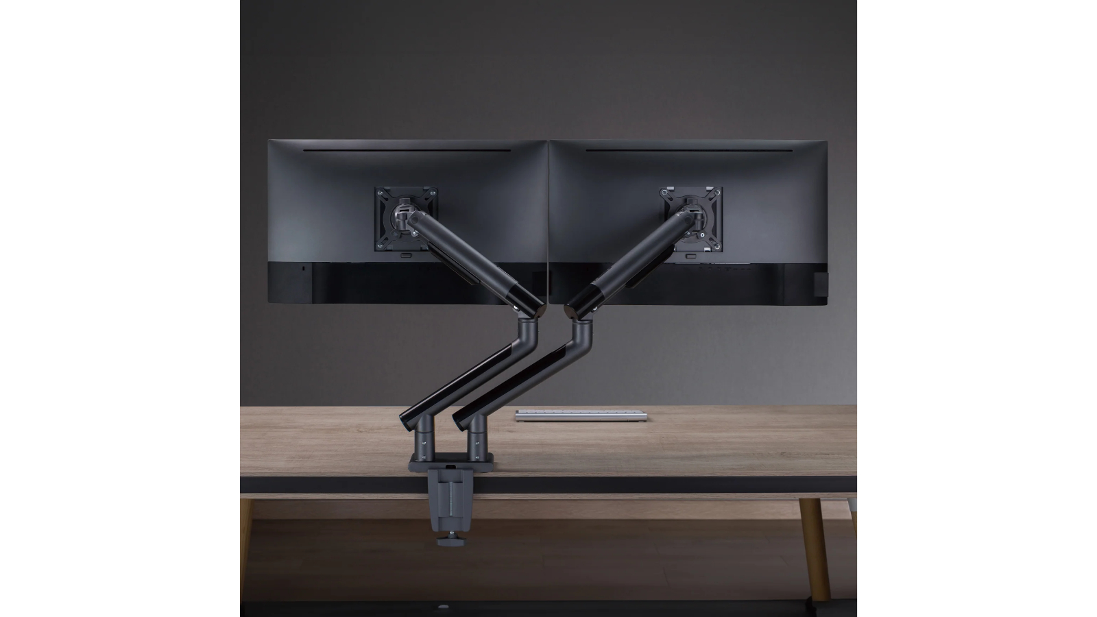 Desky Dual Slim Aluminium Monitor Arm - Space Grey | Harvey Norman