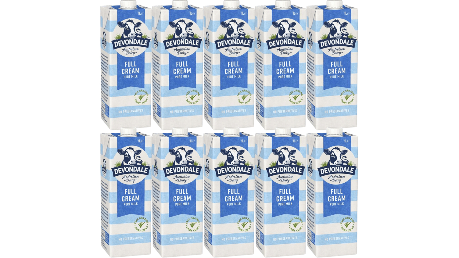 Devondale 1 Litre Long Life UHT Full Cream Milk - Box of 10 | Harvey Norman