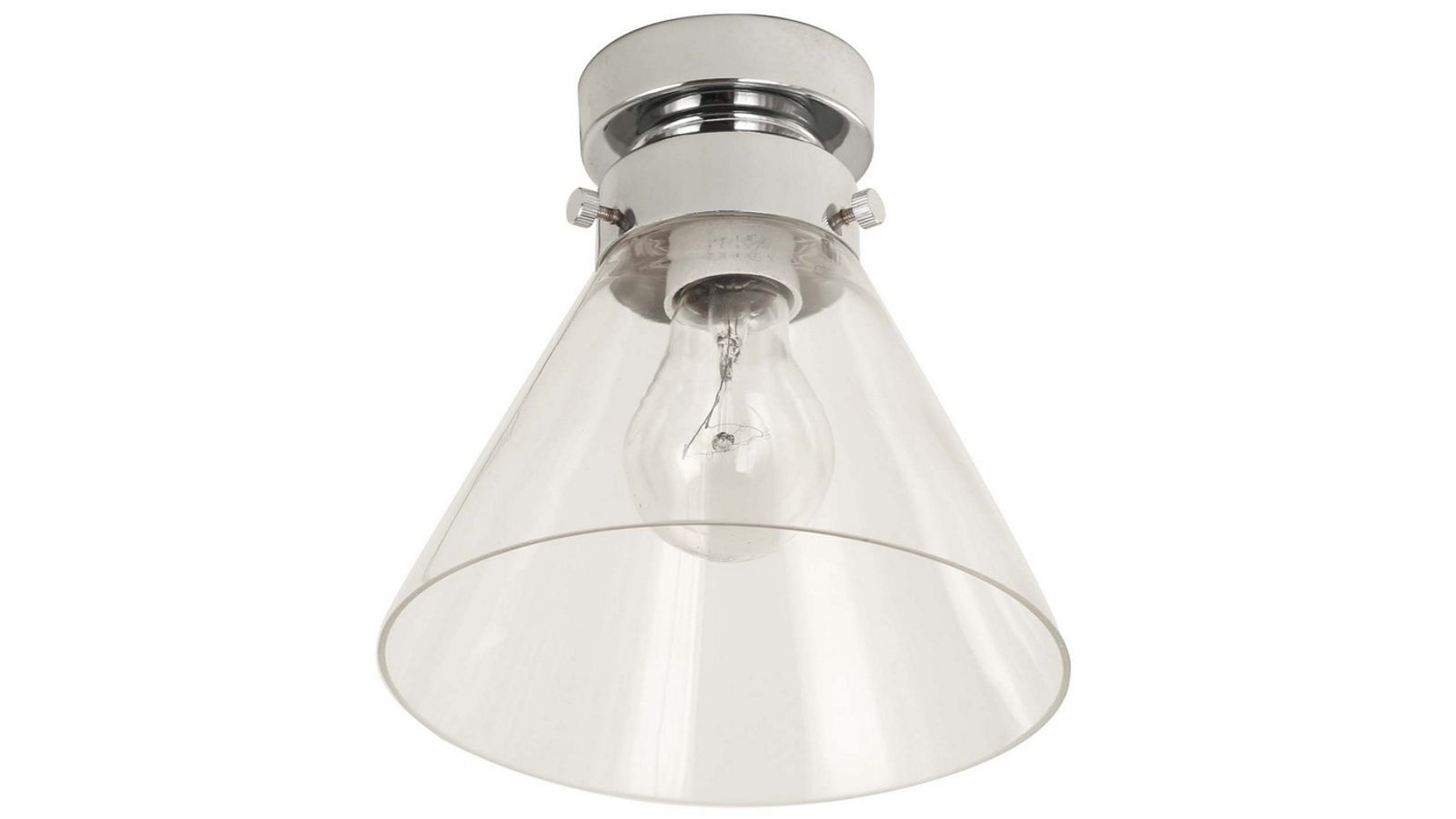 DIY Batten Fitting Small Cone Clear Glass with Chrome Highlight Ceiling ...