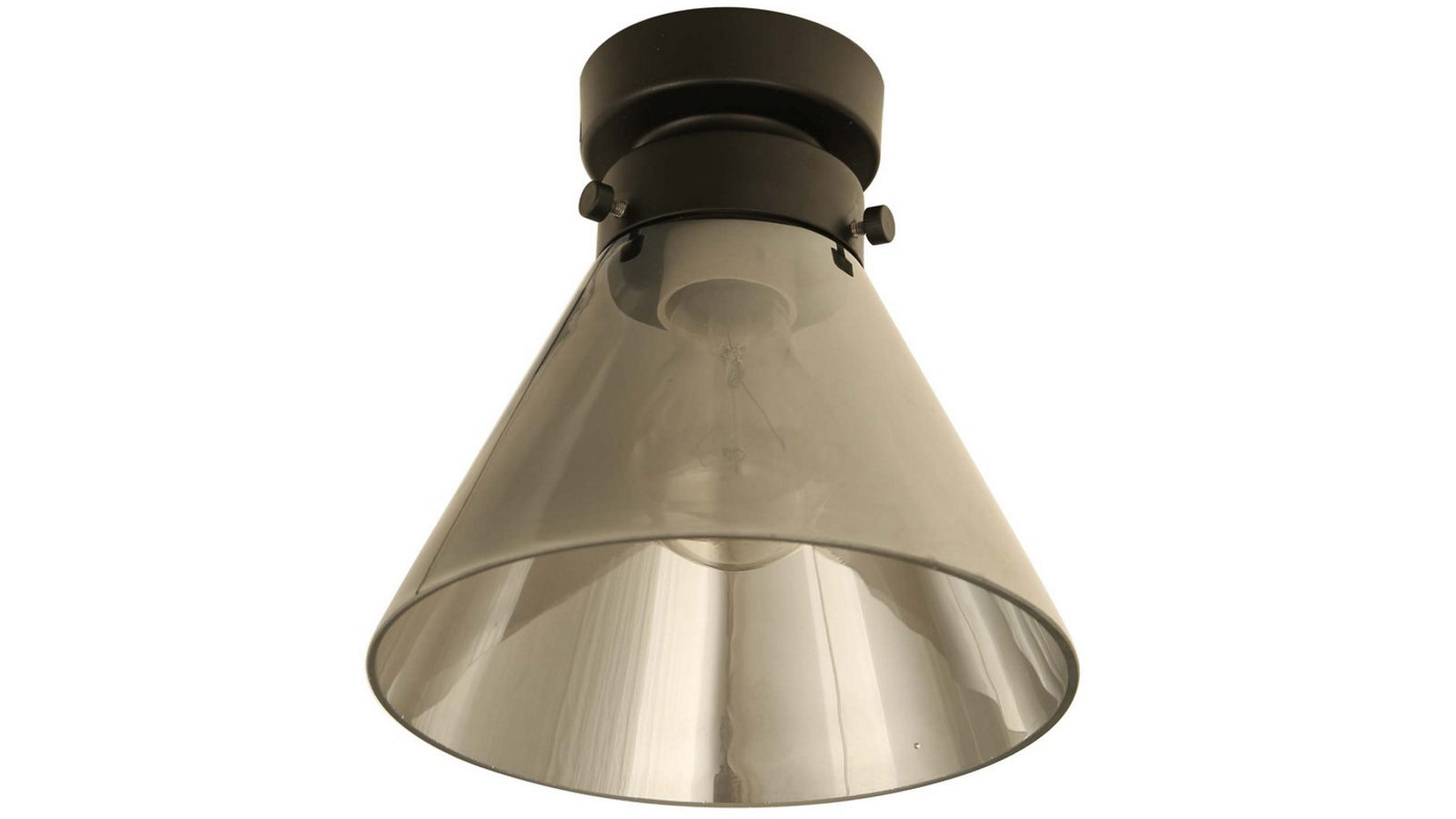 DIY Batten Fitting Small Cone Smokey Glass with Black Highlight Ceiling ...