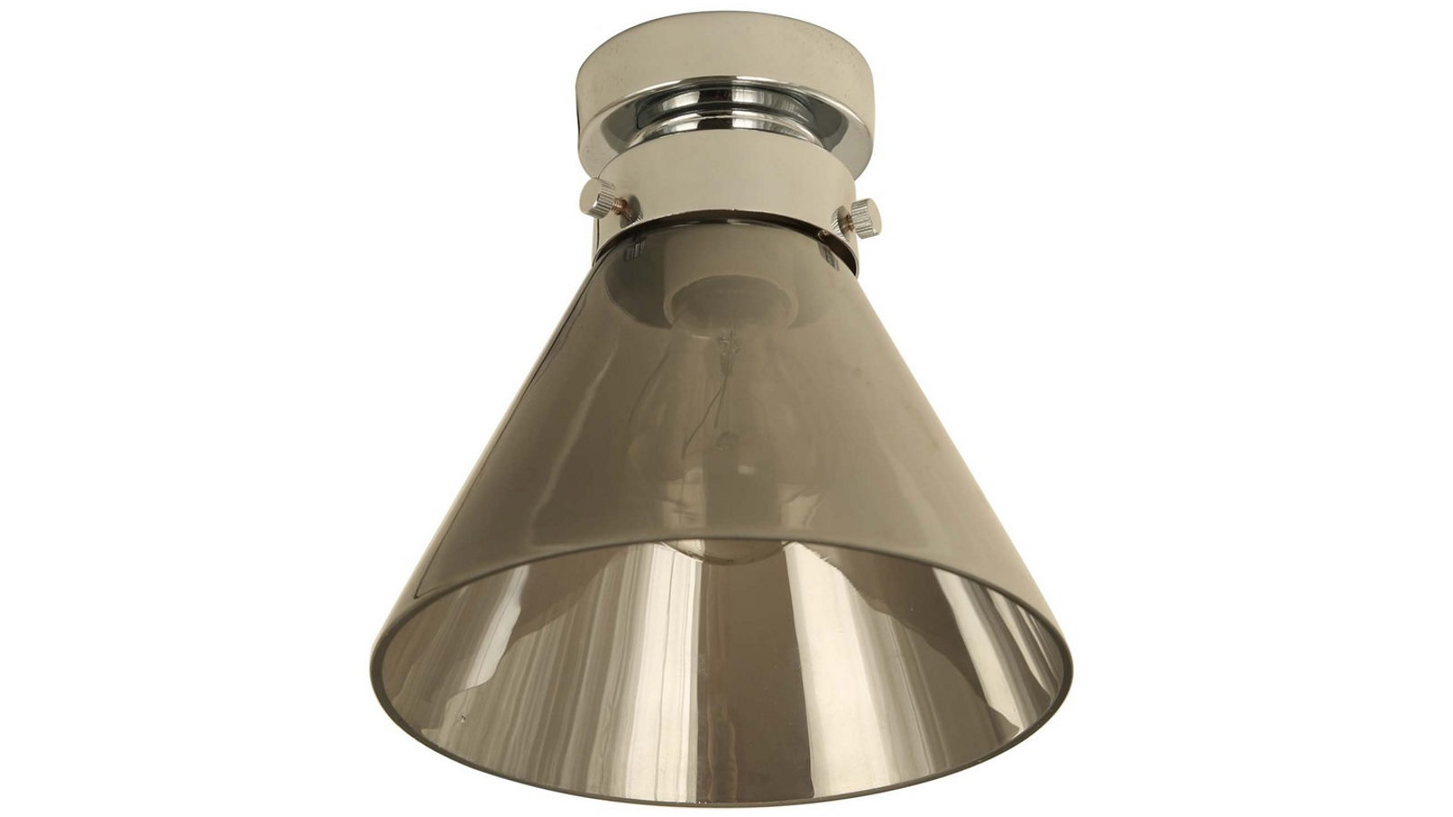 DIY Batten Fitting Small Cone Smokey Glass with Chrome Highlight ...
