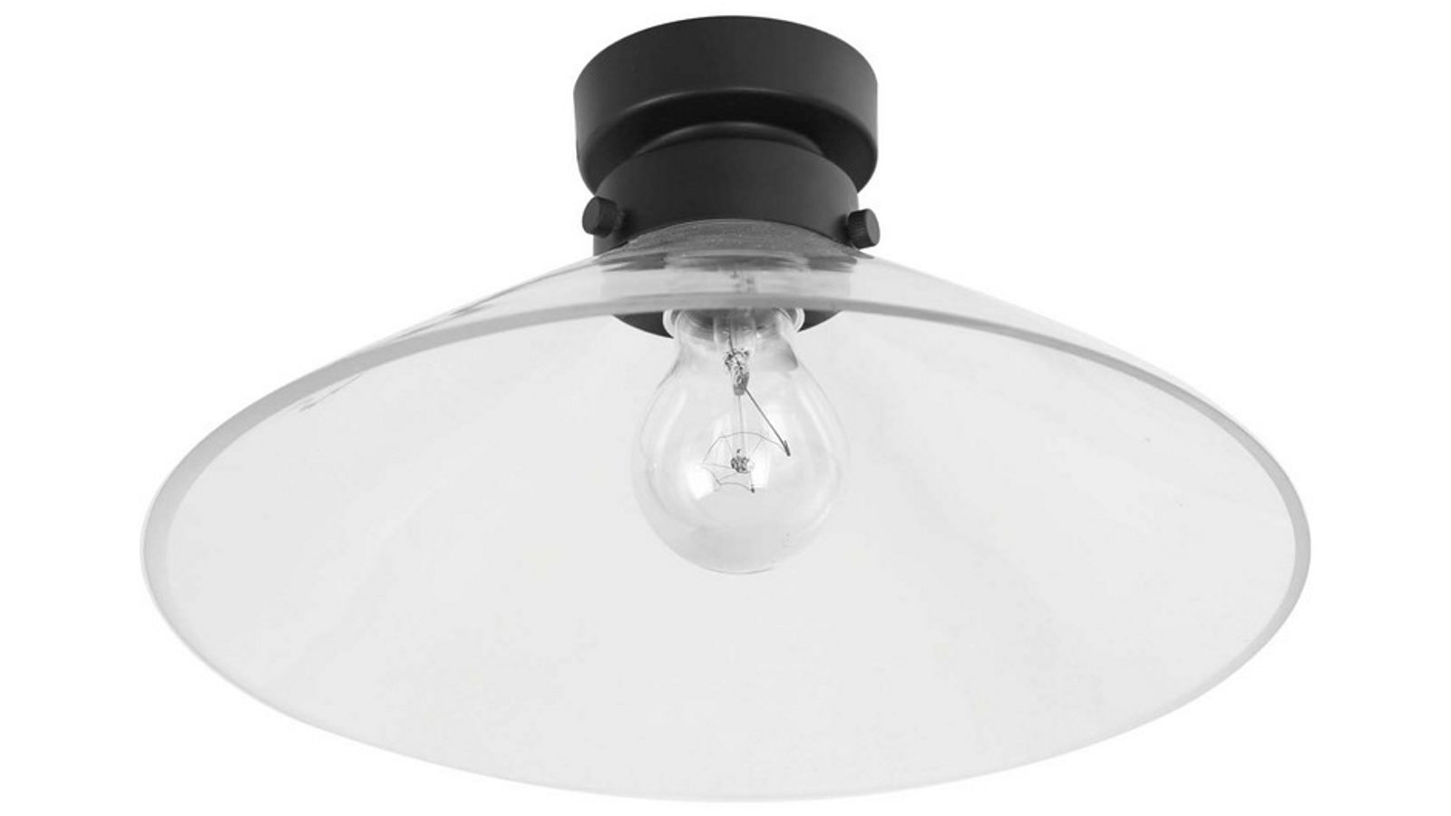 DIY Batten Fitting Large Cone Clear Glass with Black Highlight Ceiling ...