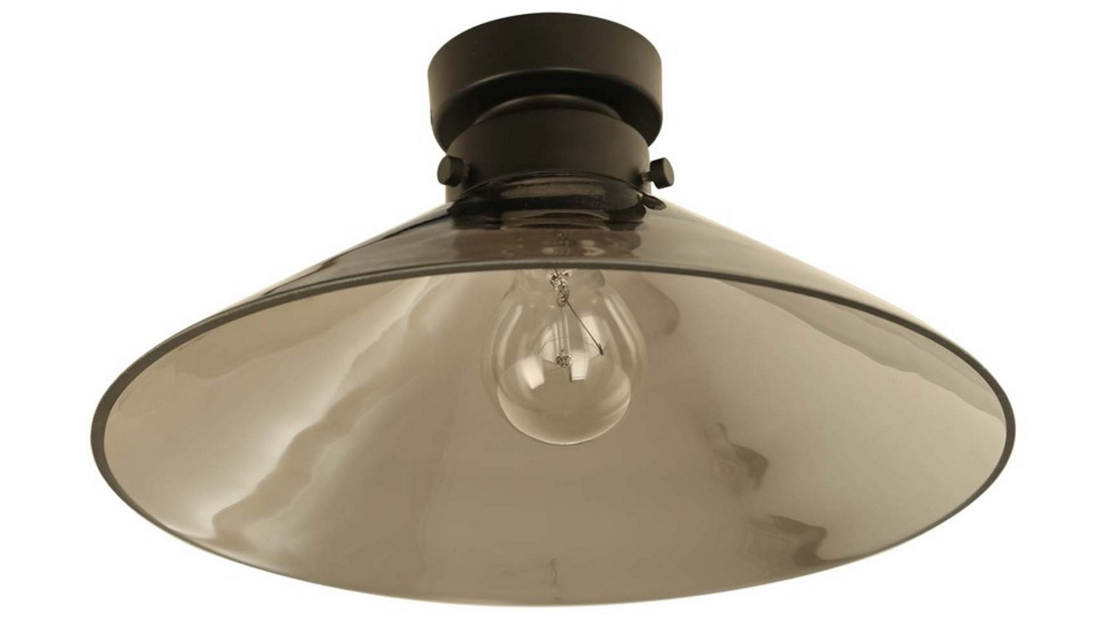 DIY Batten Fitting Large Cone Smokey Glass with Black Highlight Ceiling ...