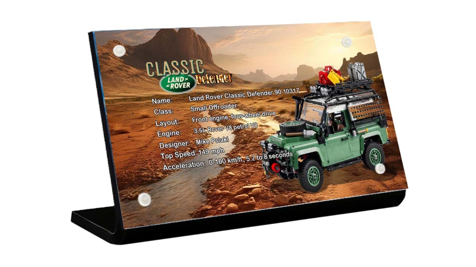 Display King Lego Land Rover Classic Defender 90 Acrylic Plaque ...